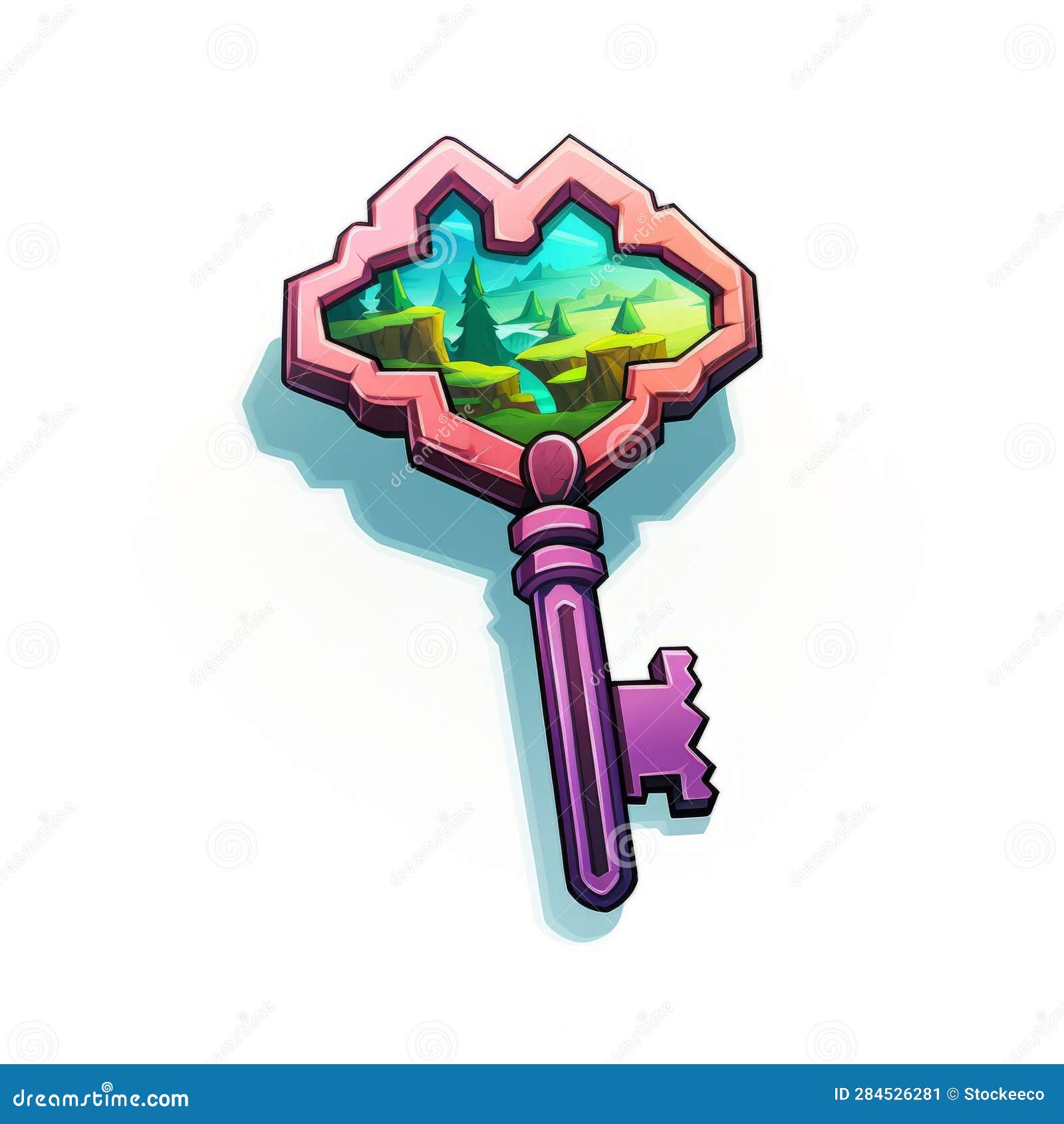 Colorful Gradient Isometric Key with Lighted Tree and Charming ...