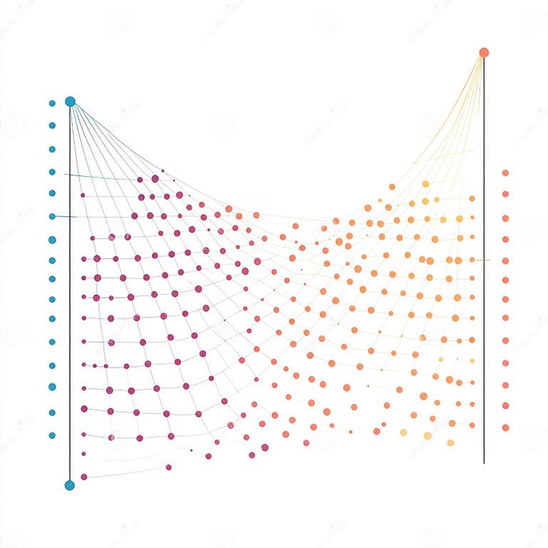 Colorful Gradient Network Graph with Connected Dots on White Background ...