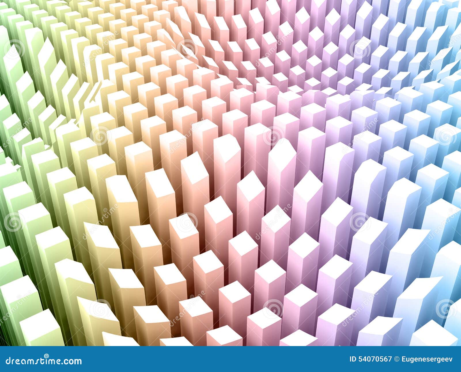 Colorful Gradient Toned Columns Area Array, 3d Stock Illustration ...