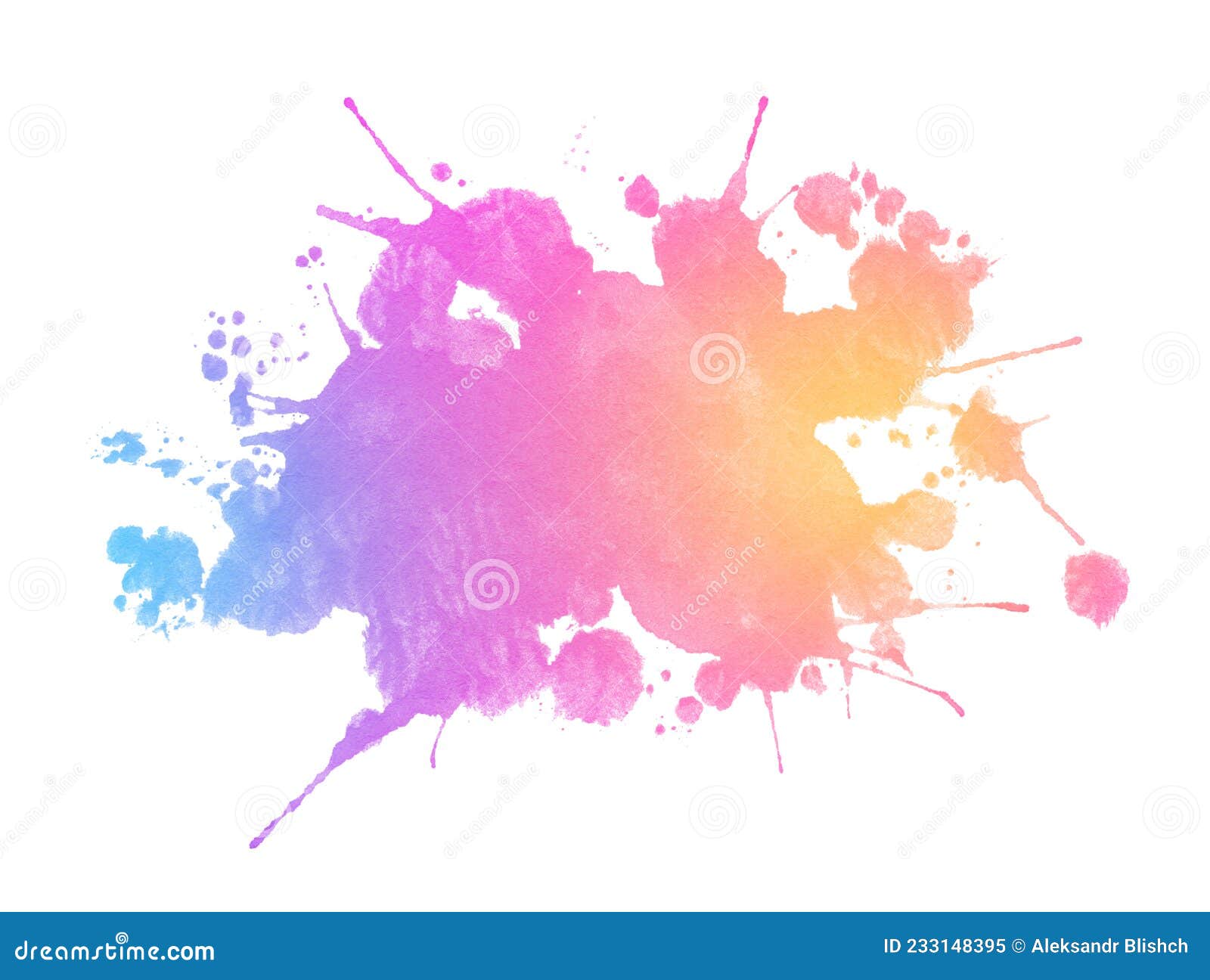 Colorful Gradient Watercolor Hand Painted Splash Background on White ...