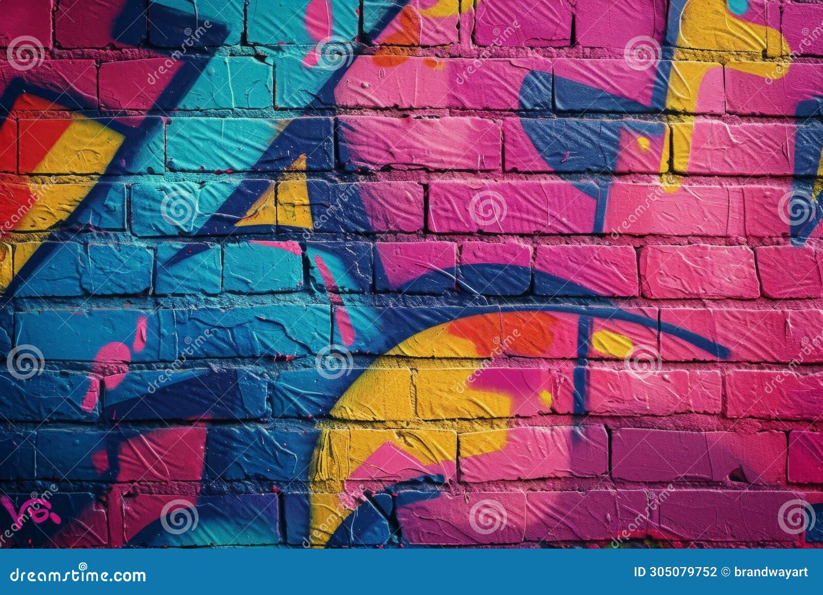 Colorful Graffiti Adorns Brick Wall Stock Illustration - Illustration ...