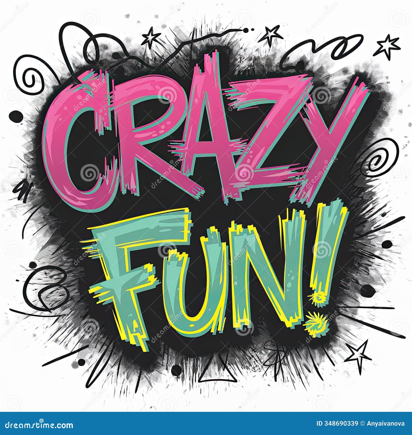 Colorful Graffiti Art with Bold Letters Spelling Crazy Fun and Dynamic ...