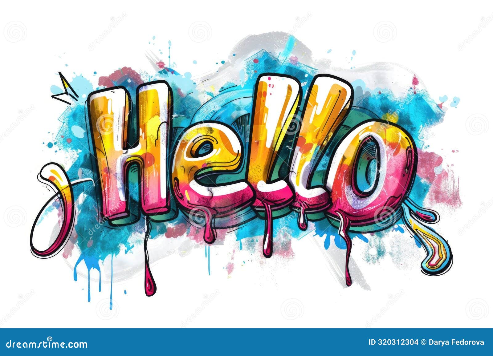 Colorful Graffiti Art Featuring Hello in Vibrant Splash Background ...