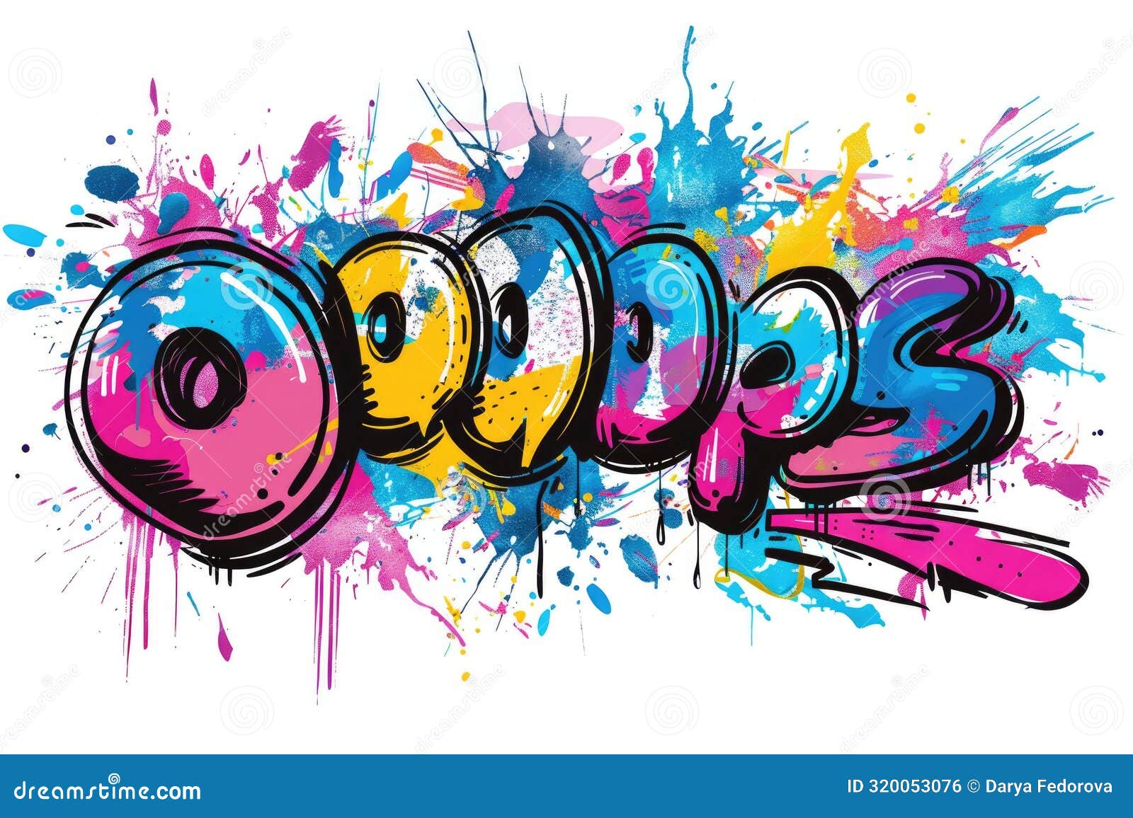 Colorful Graffiti Art with Paint Splatter and Bold Typography on White ...