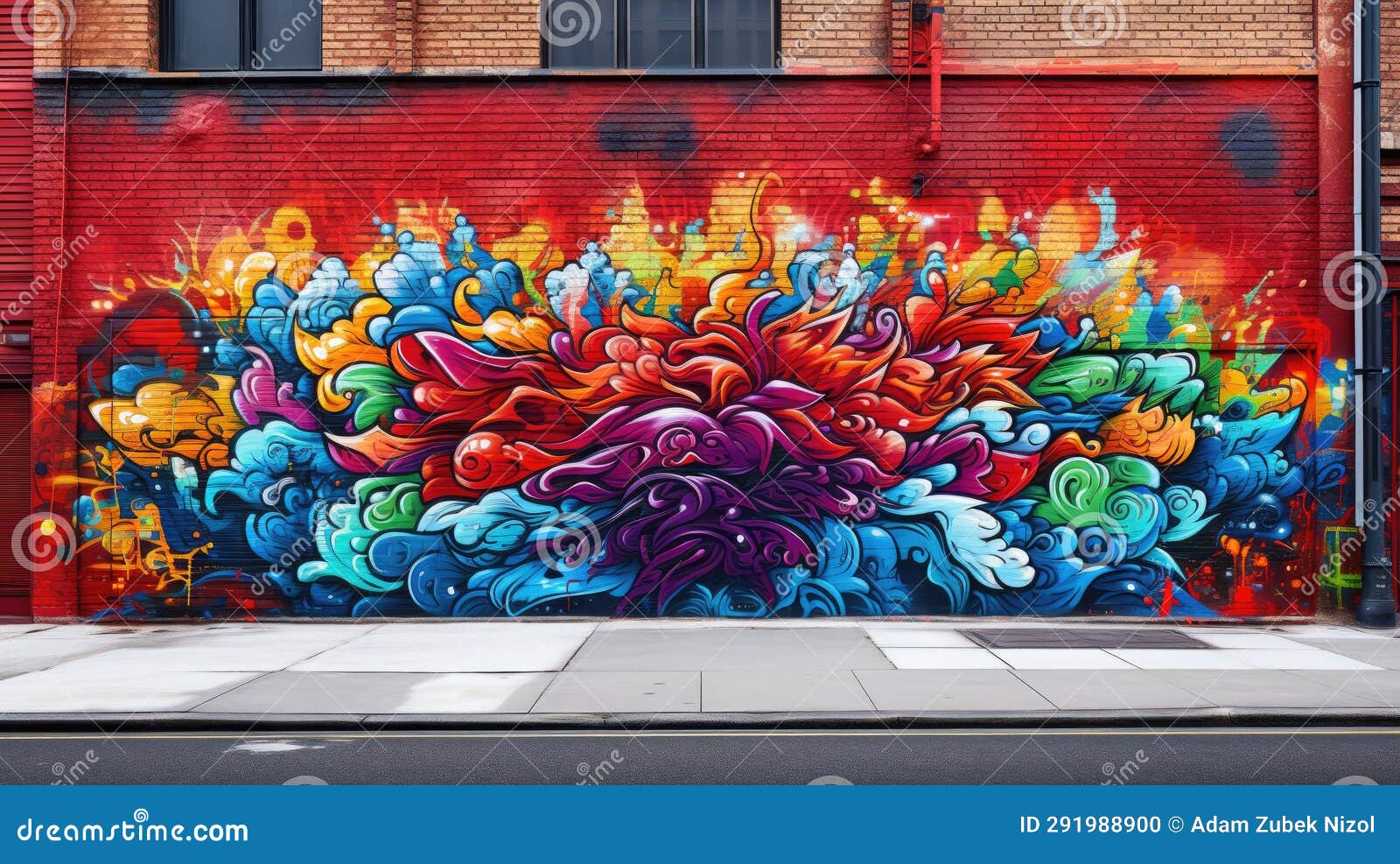 A Colorful Graffiti on a Brick Wall Stock Illustration - Illustration ...