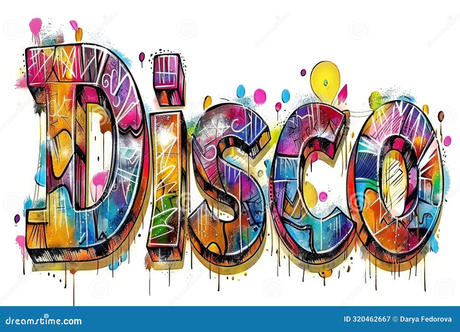 Colorful Graffiti Disco Text Art with Vibrant Background Stock Image ...