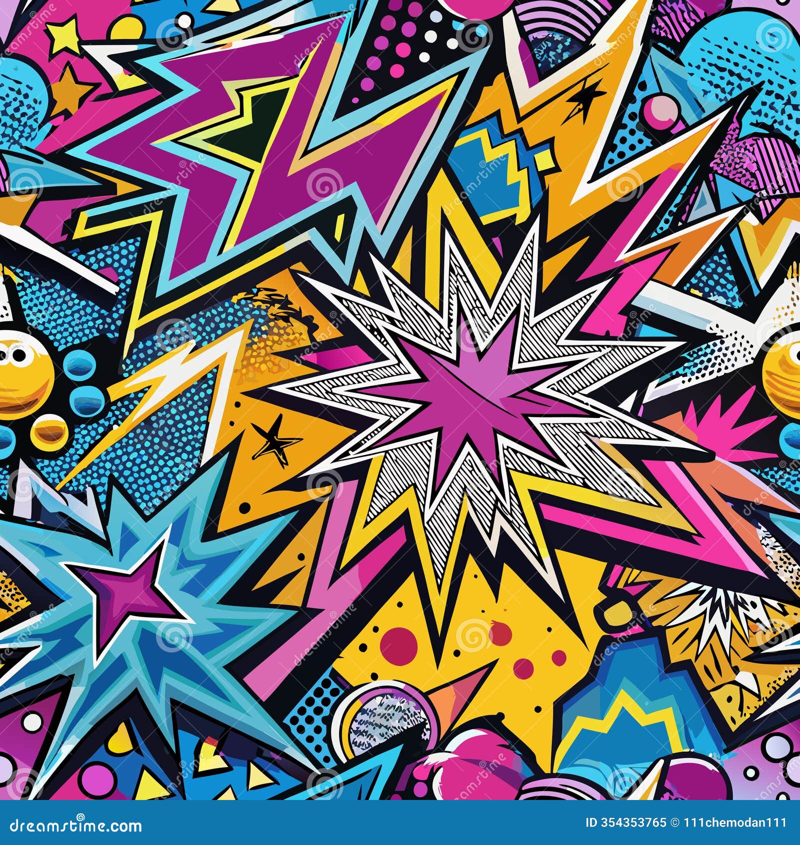 Colorful Graffiti Mural with Geometric Patterns and Bright Hues Stock ...