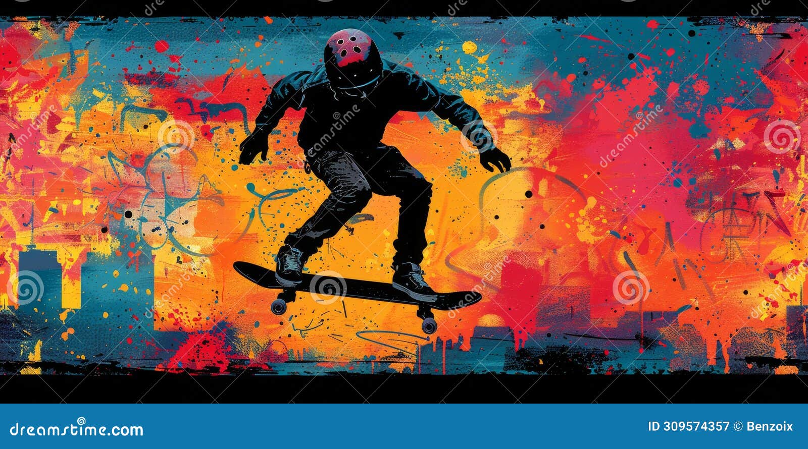 Colorful Graffiti Print. Seamless Pattern with Different Text and ...