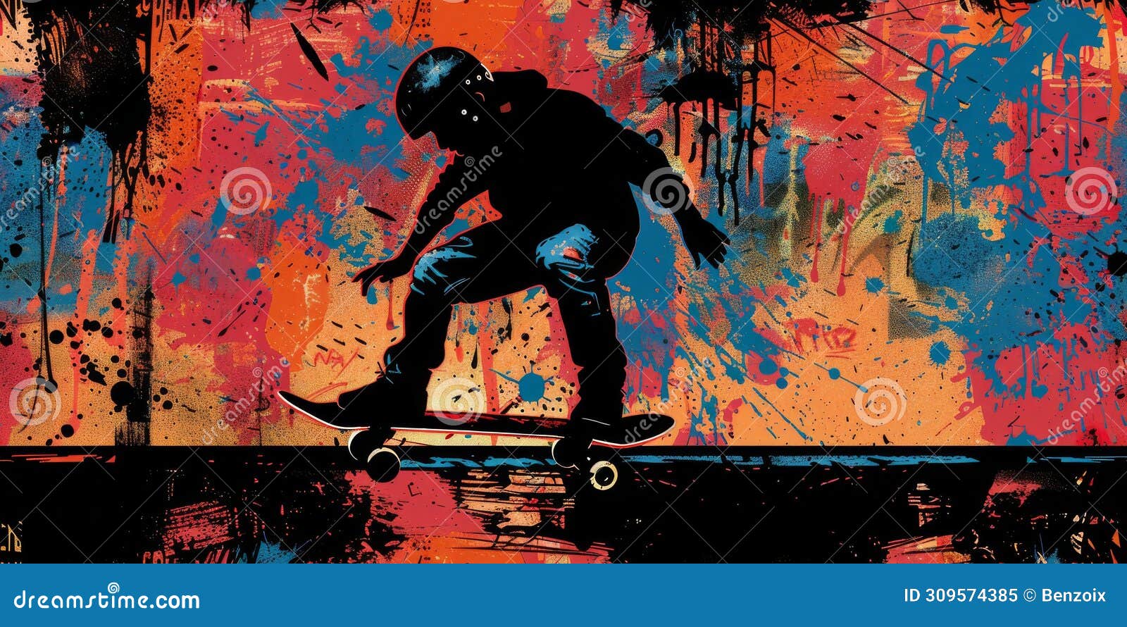 Colorful Graffiti Print. Seamless Pattern with Different Text and ...