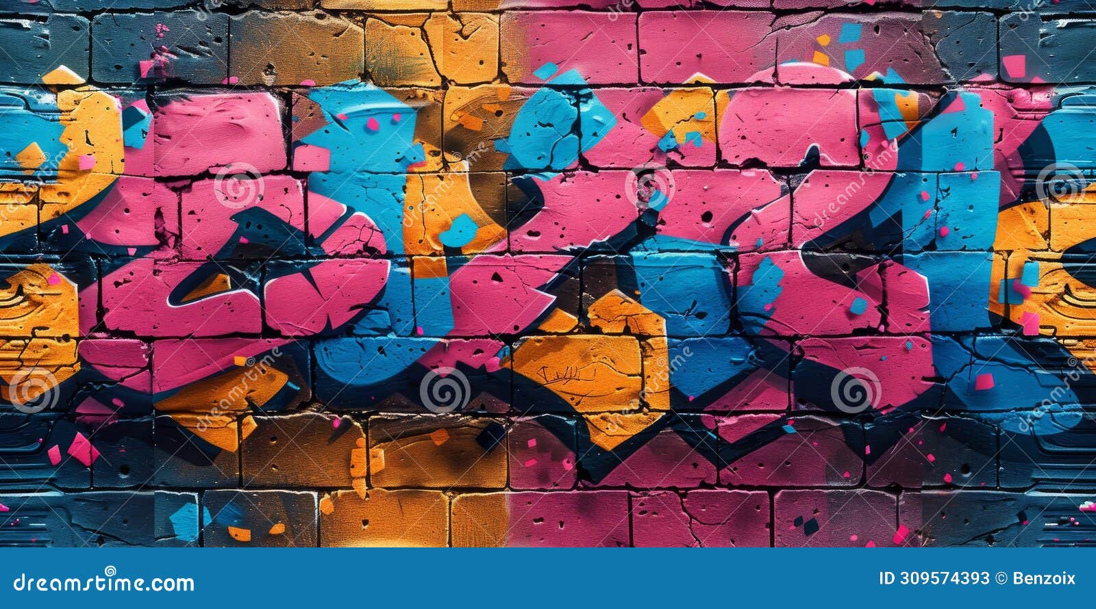 Colorful Graffiti Print. Seamless Pattern with Different Text and ...