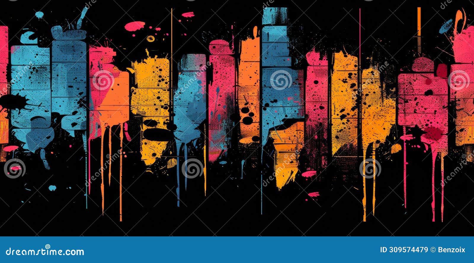 Colorful Graffiti Print. Seamless Pattern with Different Text and ...