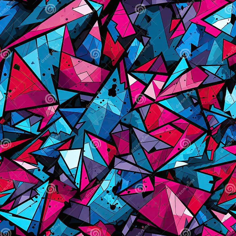 Colorful Graffiti-style Pattern with Abstract Triangles (tiled) Stock ...