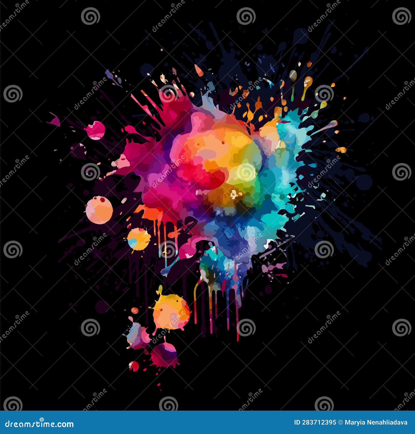 Colorful Blot on a Black Background. Vector Illustration Stock Vector ...
