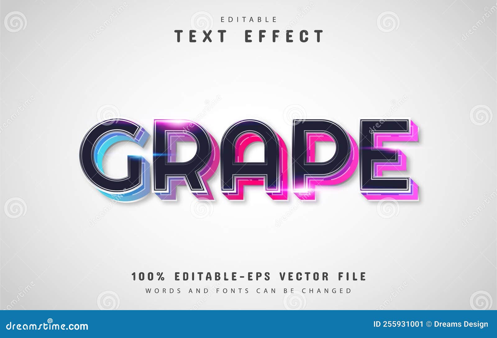 Colorful grape text effect stock vector. Illustration of creative ...