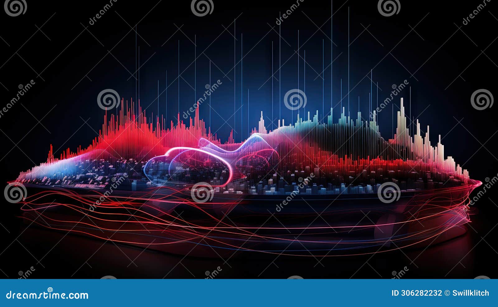 Colorful Graph and Chart with Mountain Shaped Bars Stock Photo - Image ...