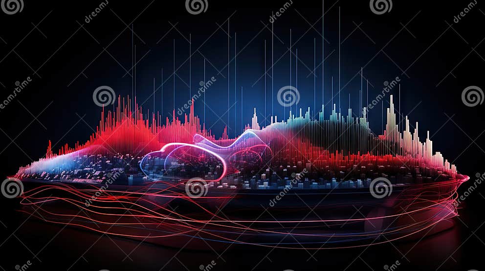 Colorful Graph and Chart with Mountain Shaped Bars Stock Photo - Image ...