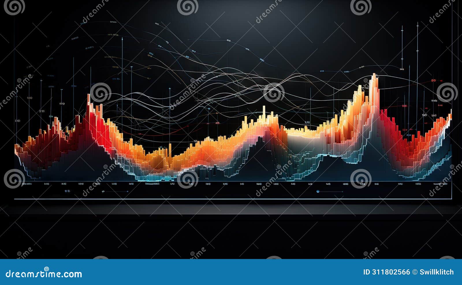 Colorful Graph and Chart with Mountain Shaped Bars. Stock Illustration ...