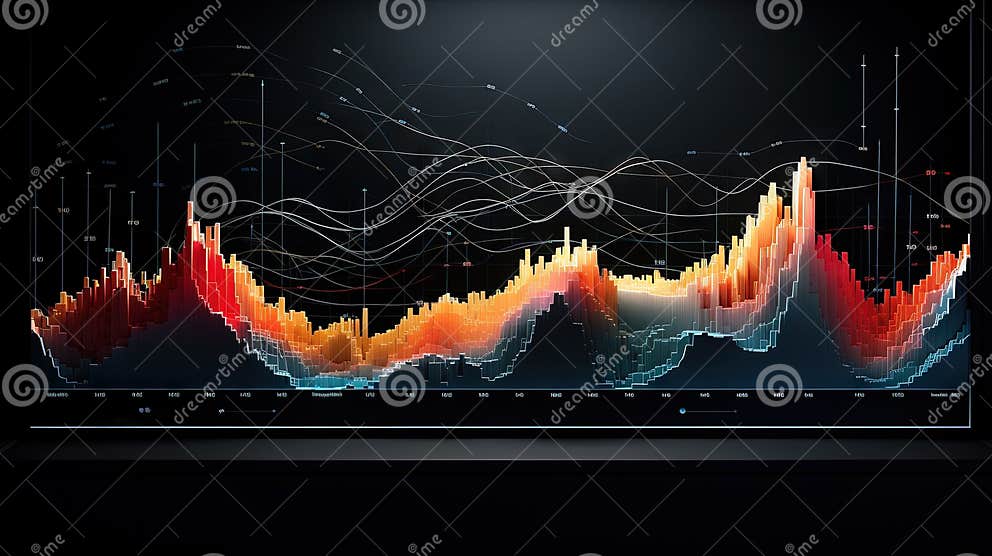 Colorful Graph and Chart with Mountain Shaped Bars. Stock Illustration ...