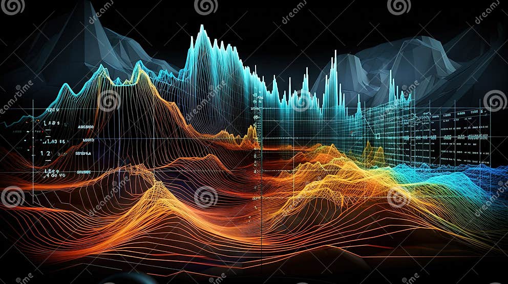 Colorful Graph and Chart with Mountain Shaped Bars. Stock Photo - Image ...