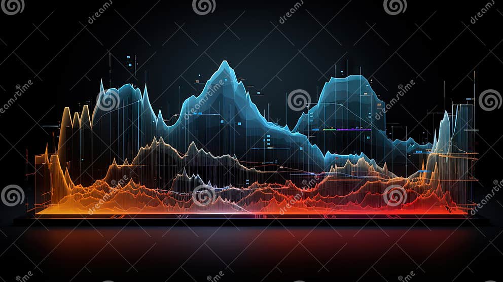 Colorful Graph and Chart with Mountain Shaped Bars. Stock Image - Image ...