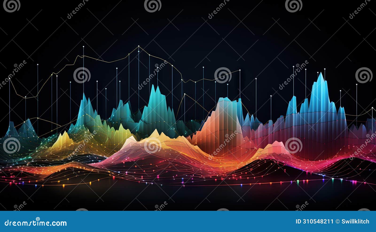 Colorful Graph and Chart with Mountain Shaped Bars. Generated AI. Stock ...