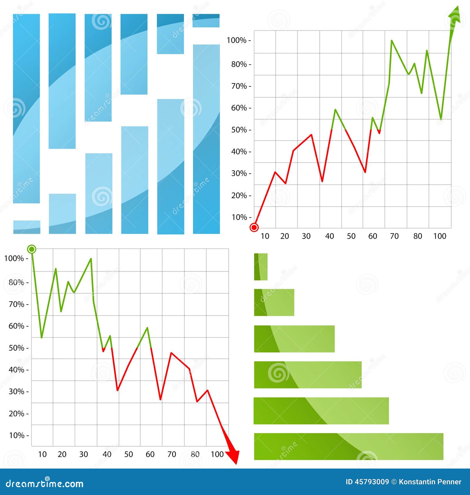 Colorful Graph / Diagram with Arrow on White Stock Illustration ...