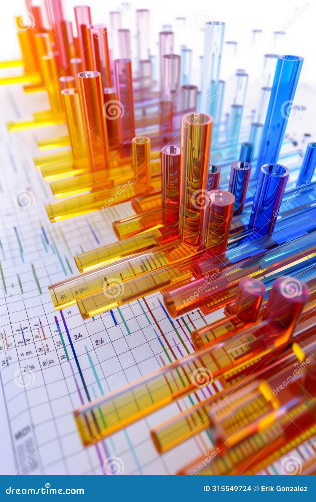 A Colorful Graph with Many Different Colored Tubes and Numbers Stock ...