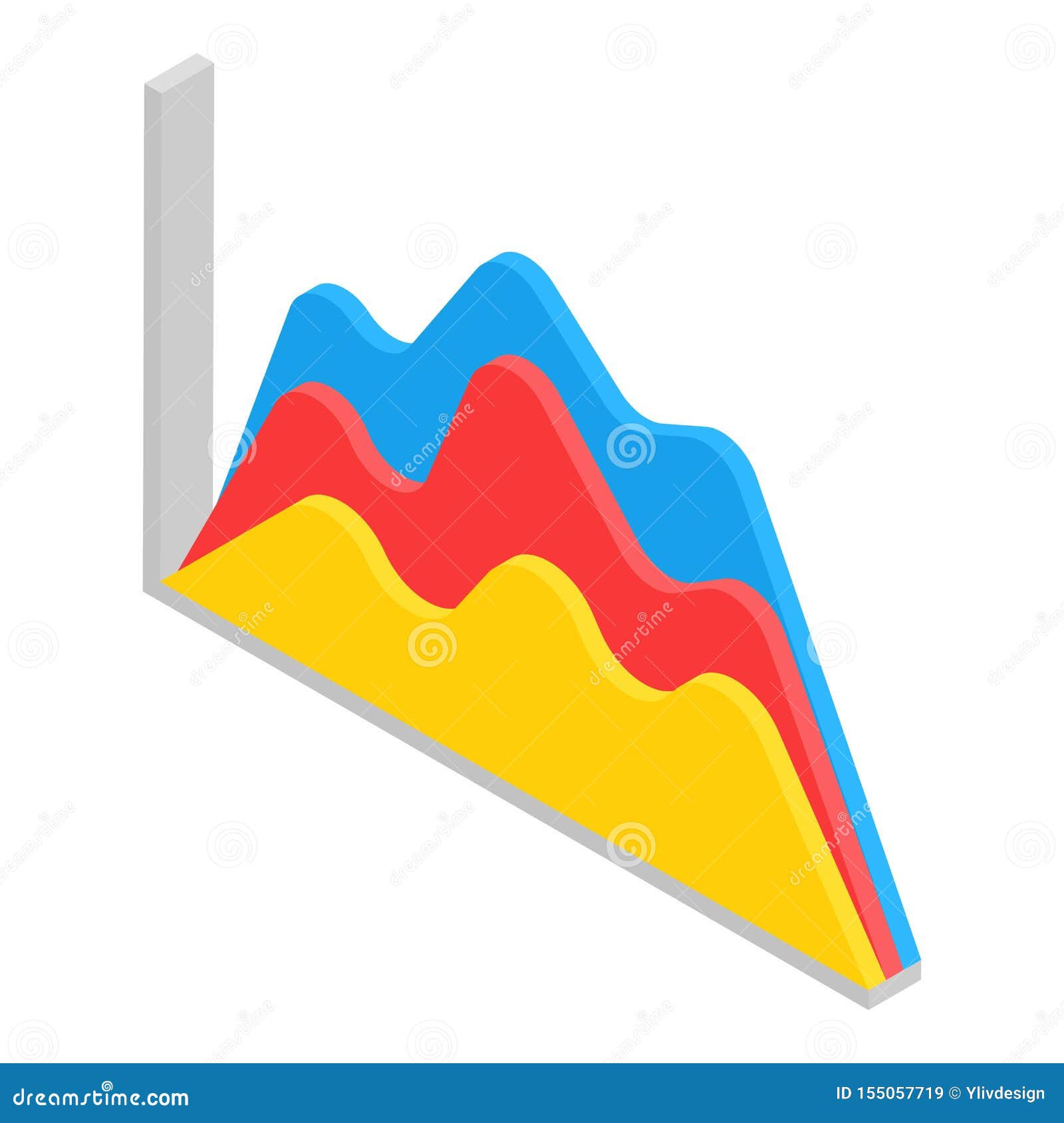 Colorful Graph Wave Icon, Isometric Style Stock Vector - Illustration ...