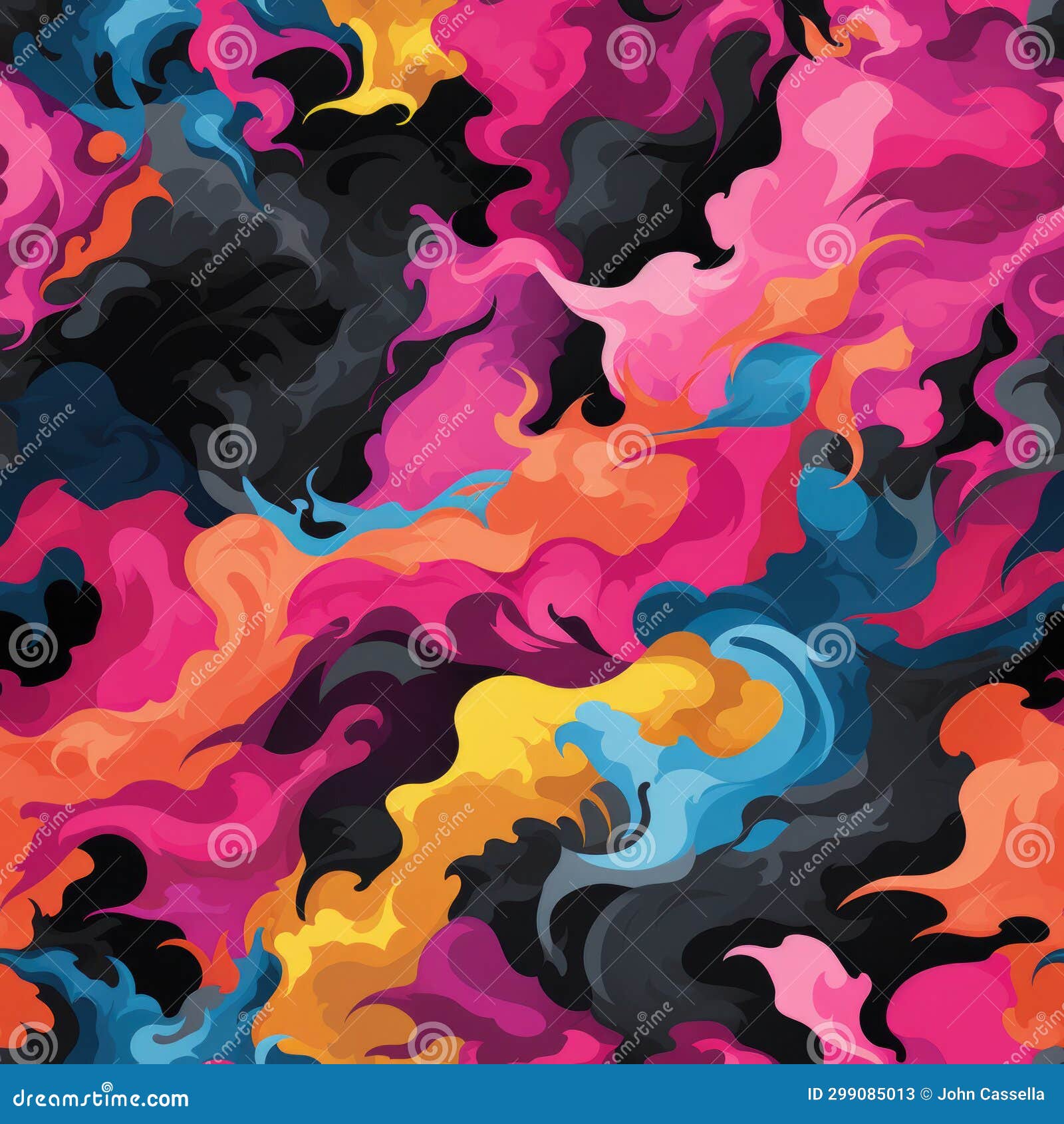 Colorful Graphic Smoke Cartoon Seamless Pattern Background Stock ...