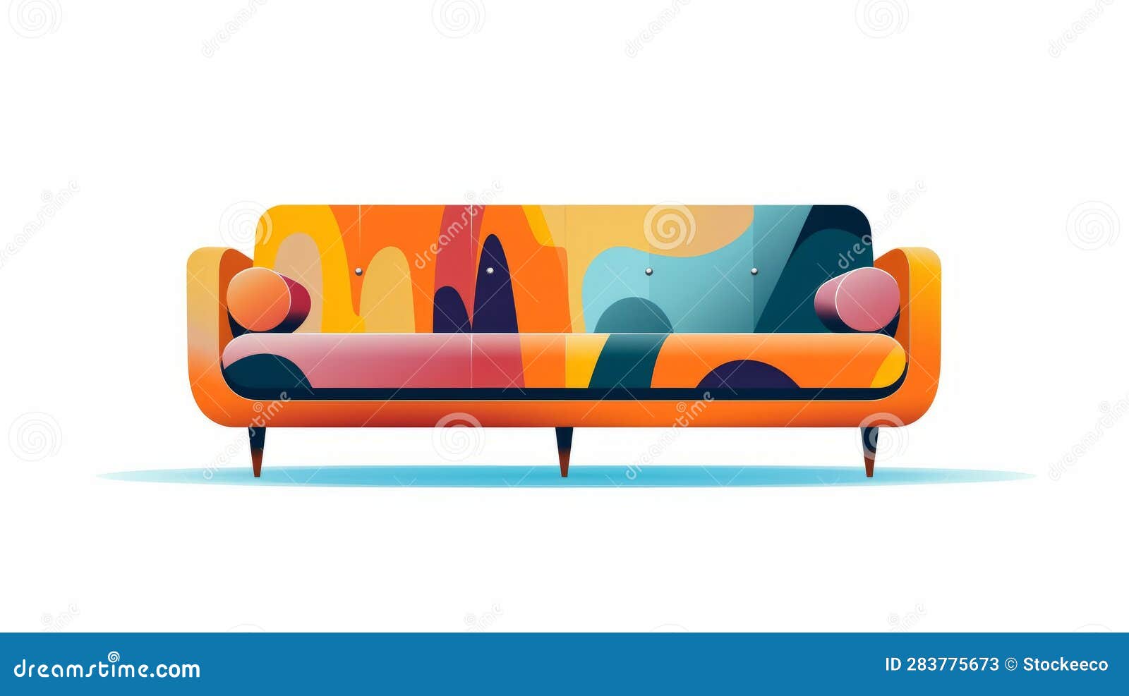 Colorful Graphic Sofa: a Psychedelic Panoramic Scale in Mid-century ...