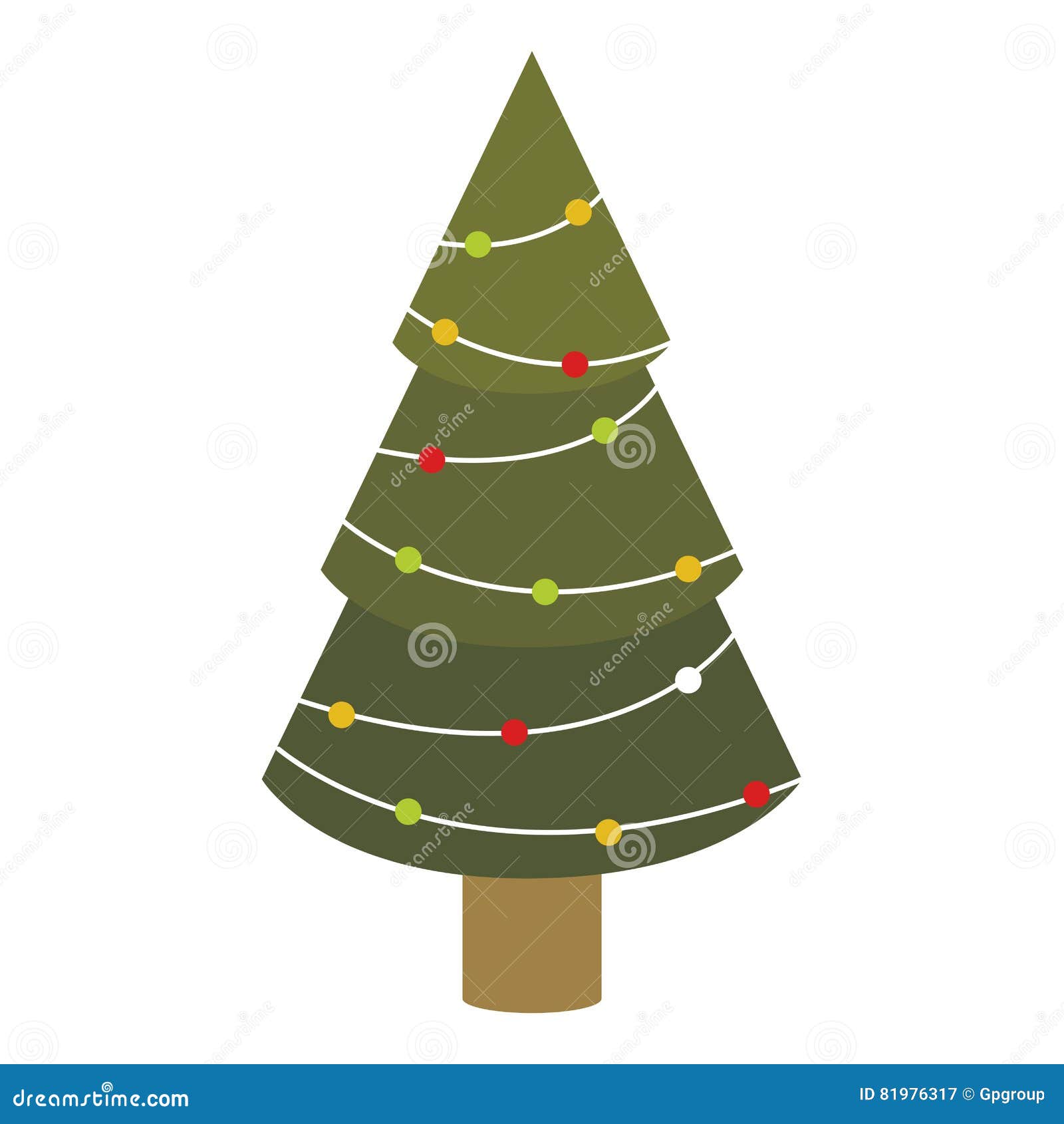 Colorful Green Abstract Christmas Tree with Trunk Stock Illustration ...