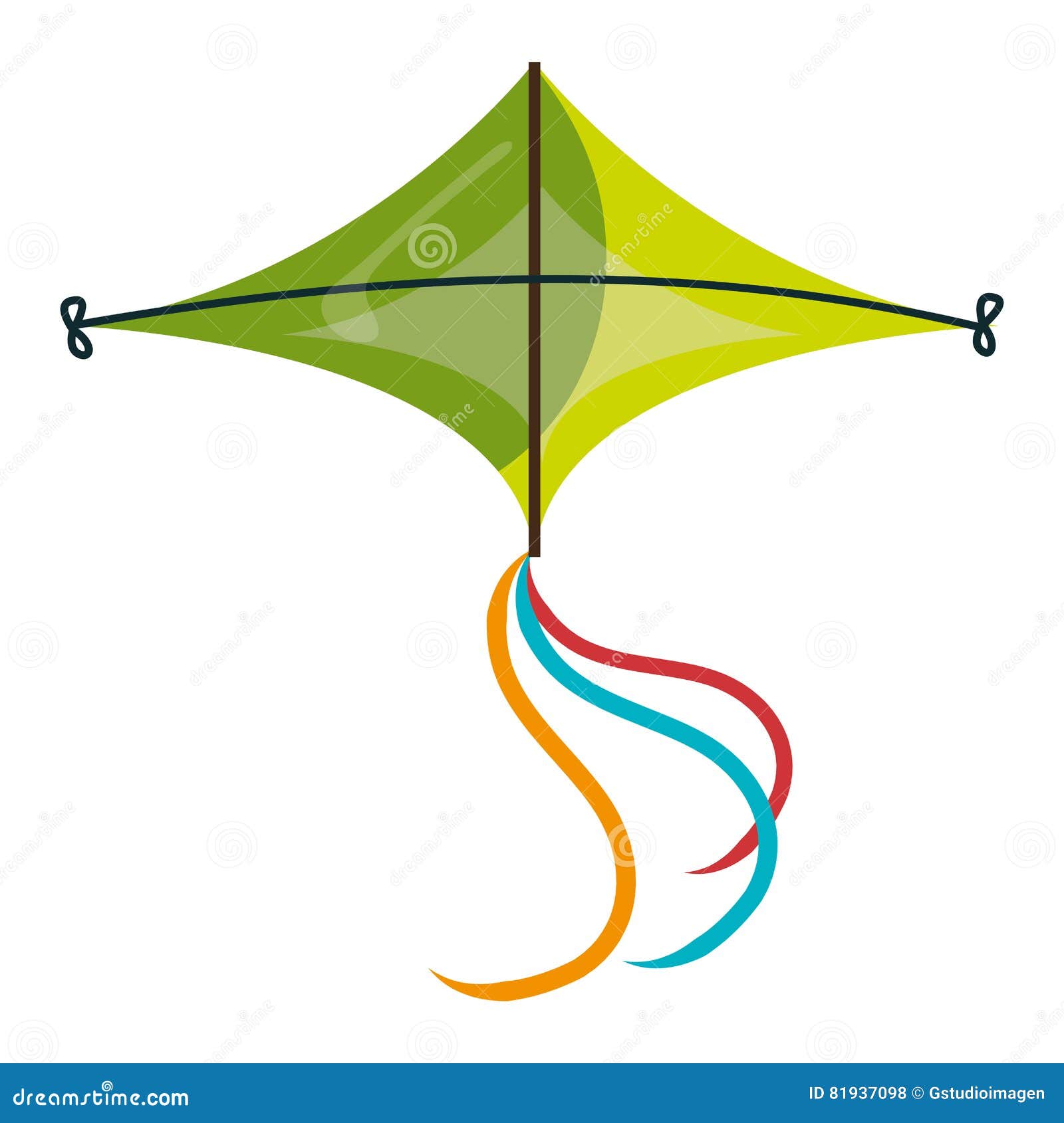 Colorful Green Kite Flying. Stock Vector - Illustration of leisure ...