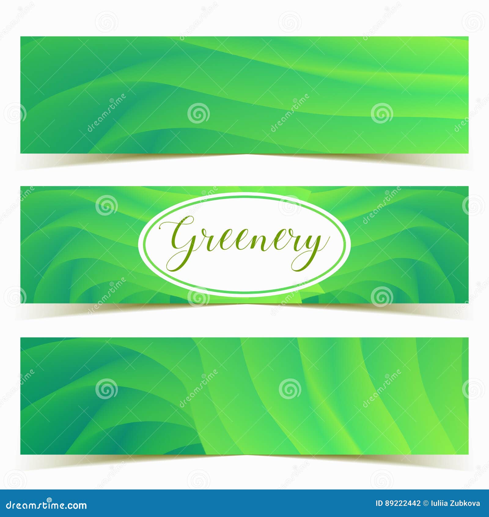 Colorful Green Waves Banners Set. Vector Illustration Template Design ...