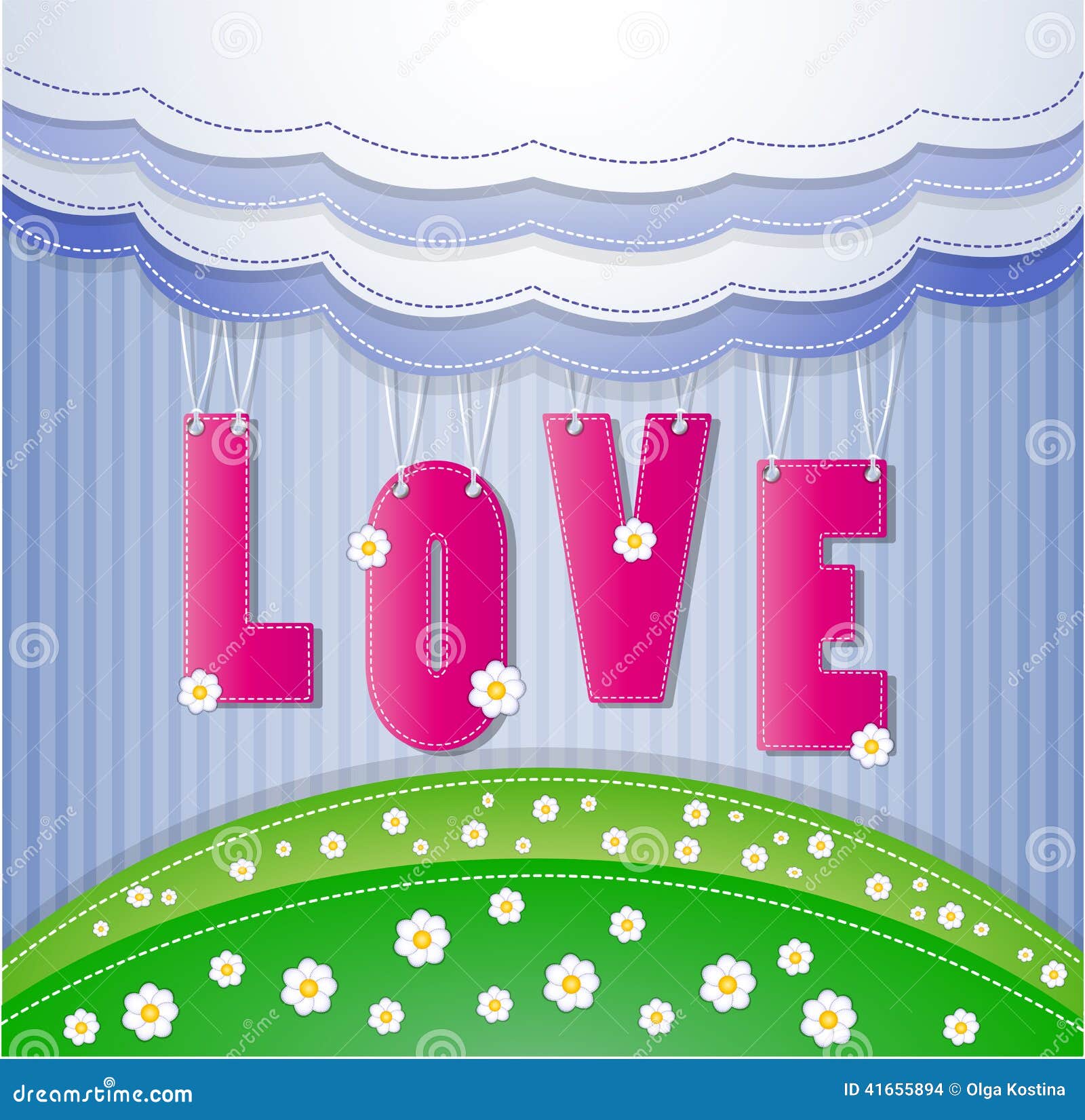 Colorful greeting card. stock vector. Illustration of daisy - 41655894