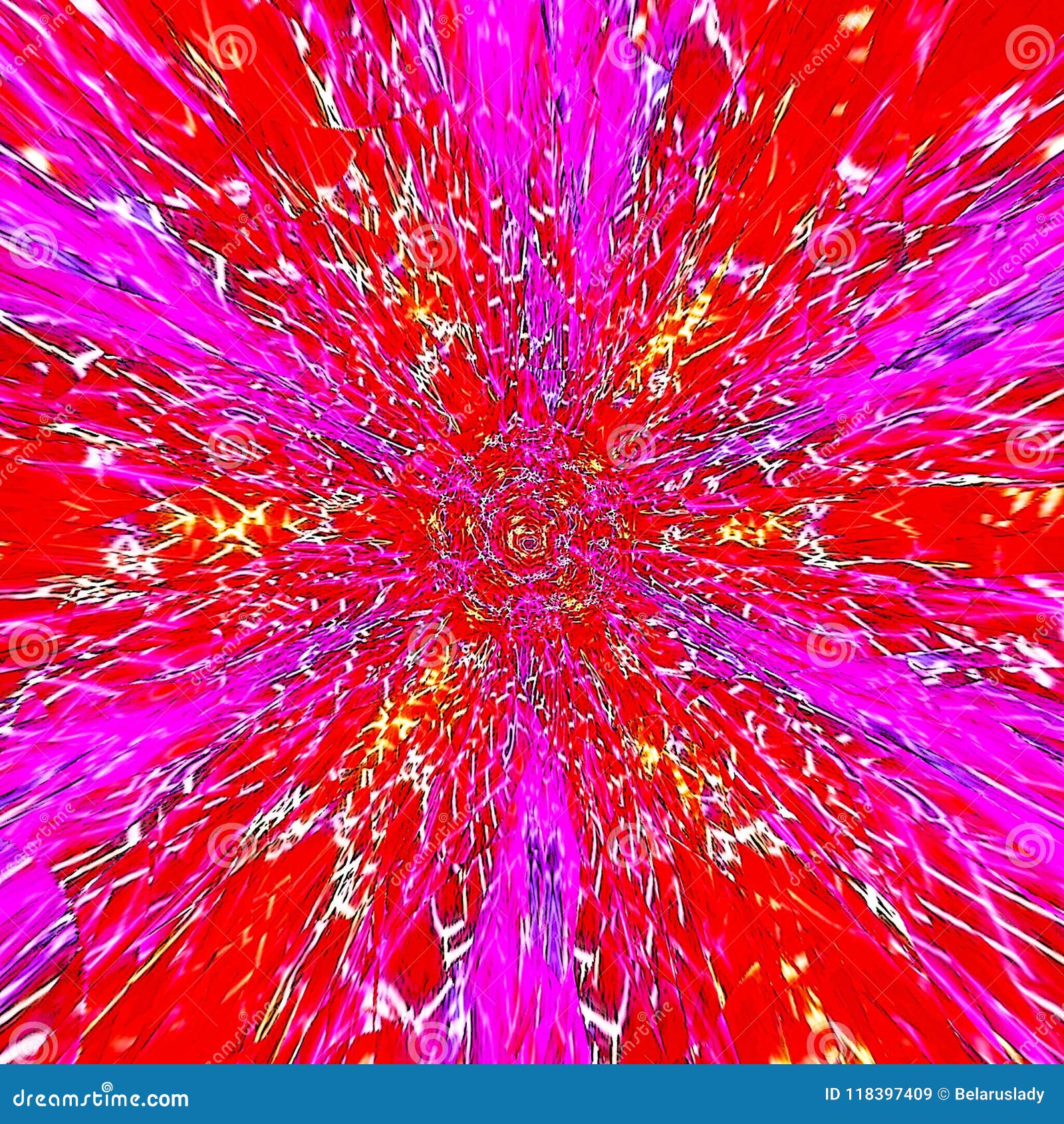 Colorful Grenadine and Pink Explosion Mandala Stock Illustration ...