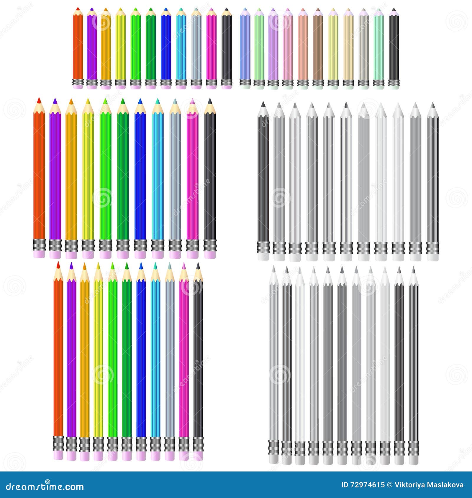 Colorful and Grey Pencils Set Stock Vector - Illustration of background ...