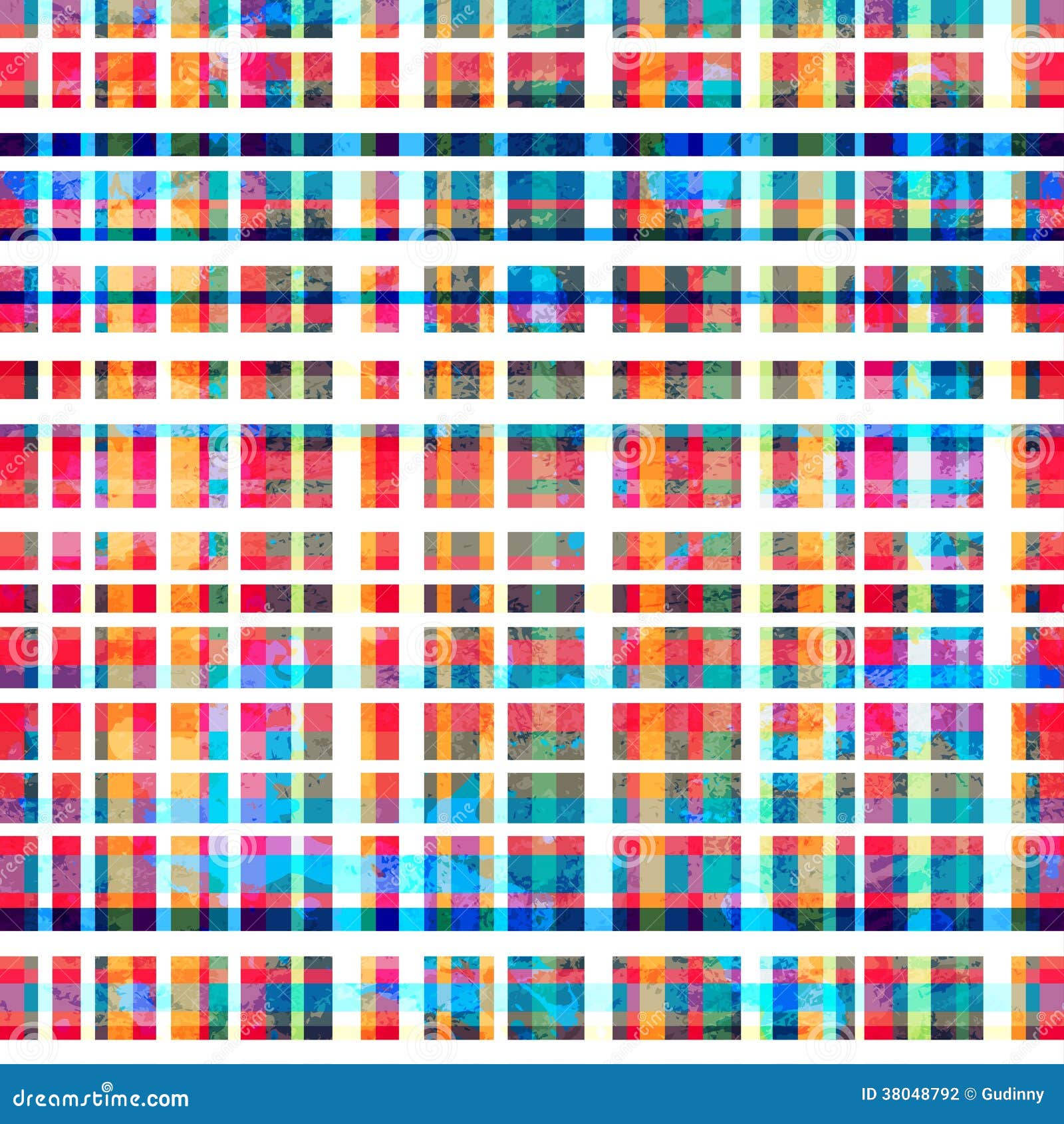 Colorful Grid Seamless Pattern with Grunge Effect Stock Vector ...