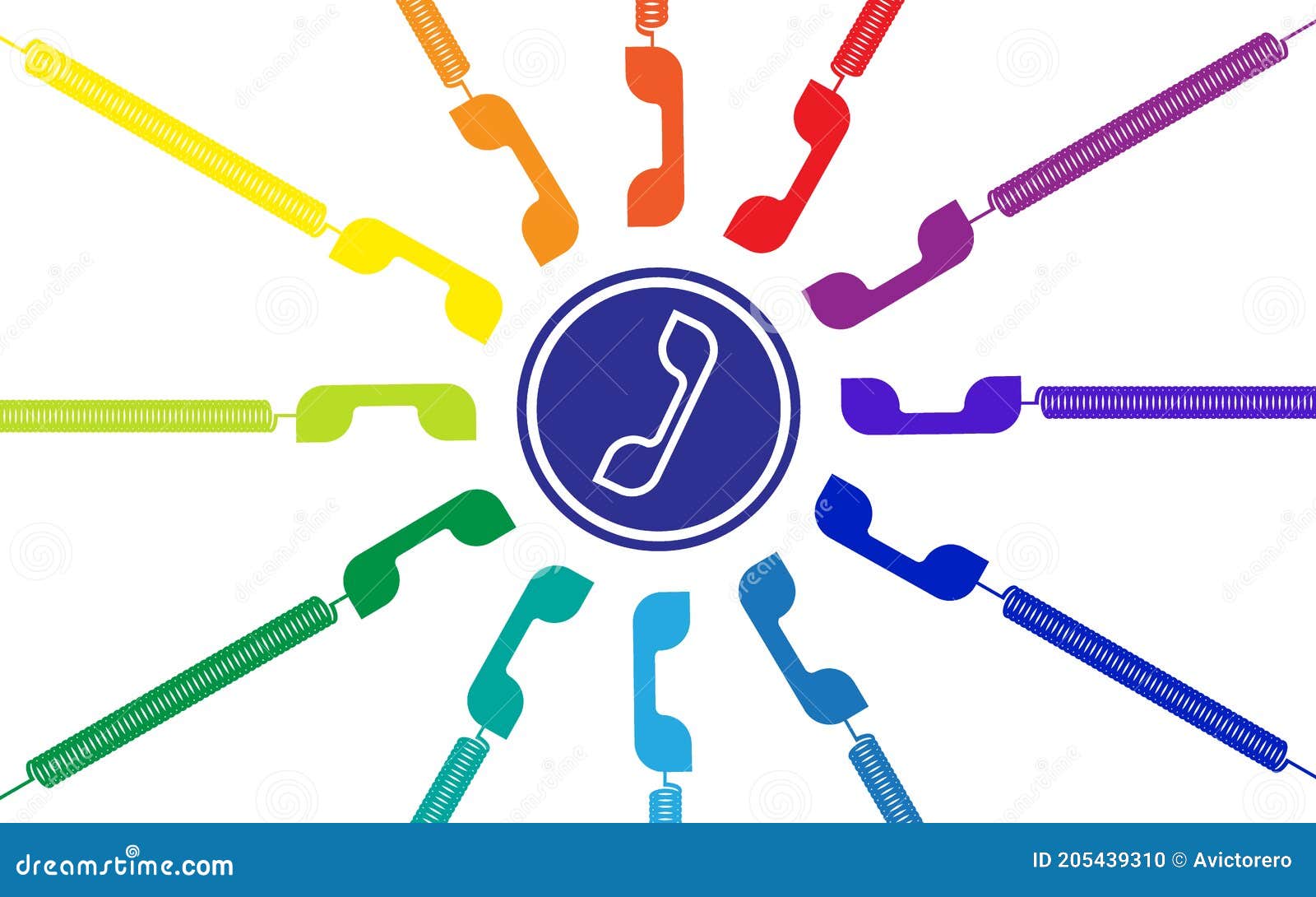 Colorful Group of Handset Telephone Icon Stock Vector - Illustration of ...