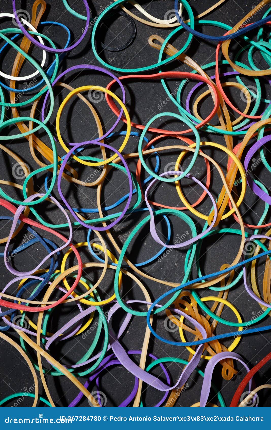 Colorful Group of Messy Rubber Bands Stock Photo - Image of stack ...