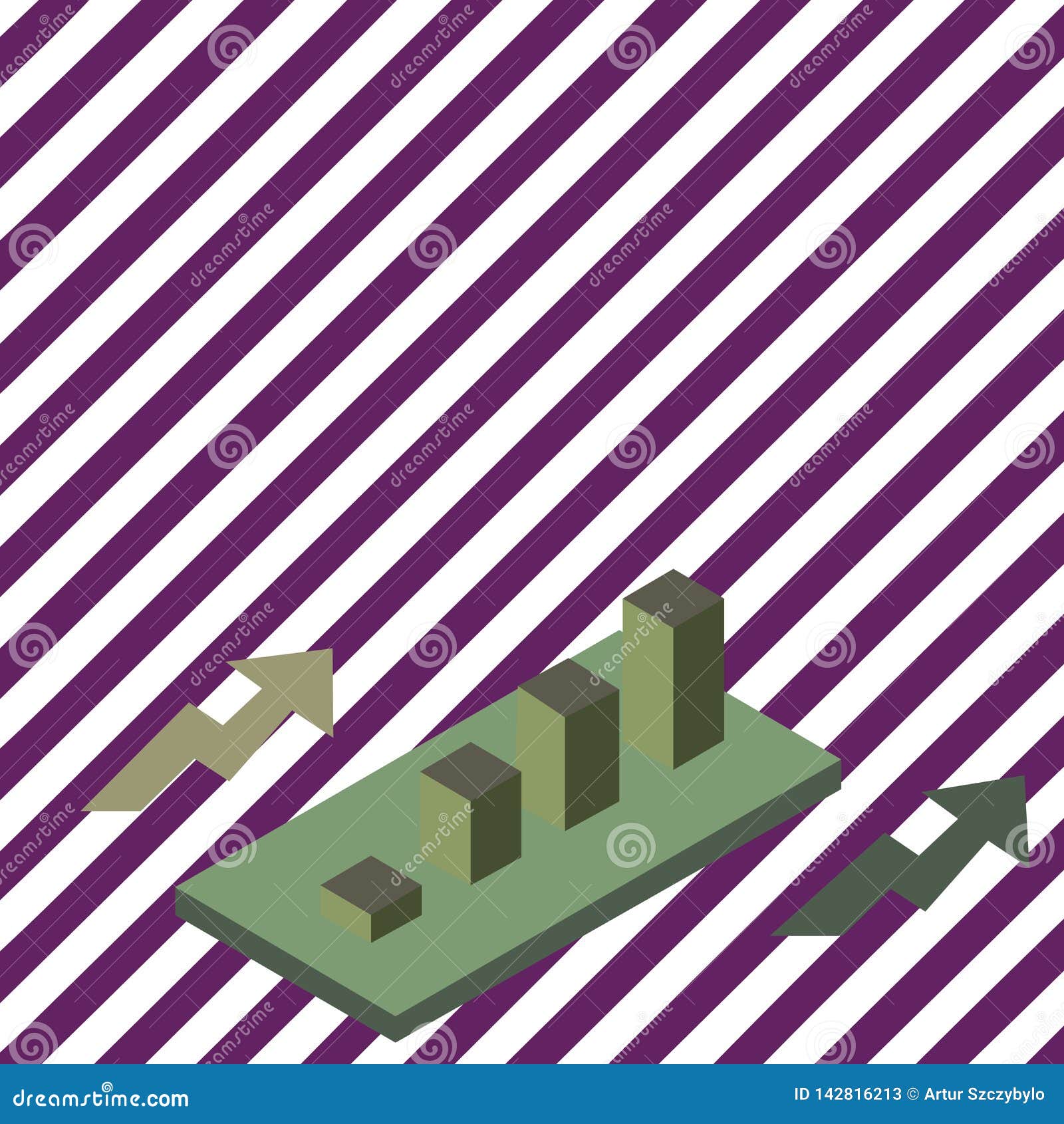 Colorful Growing Clustered 3D Bar Chart Graph Diagram Perspective. Two ...