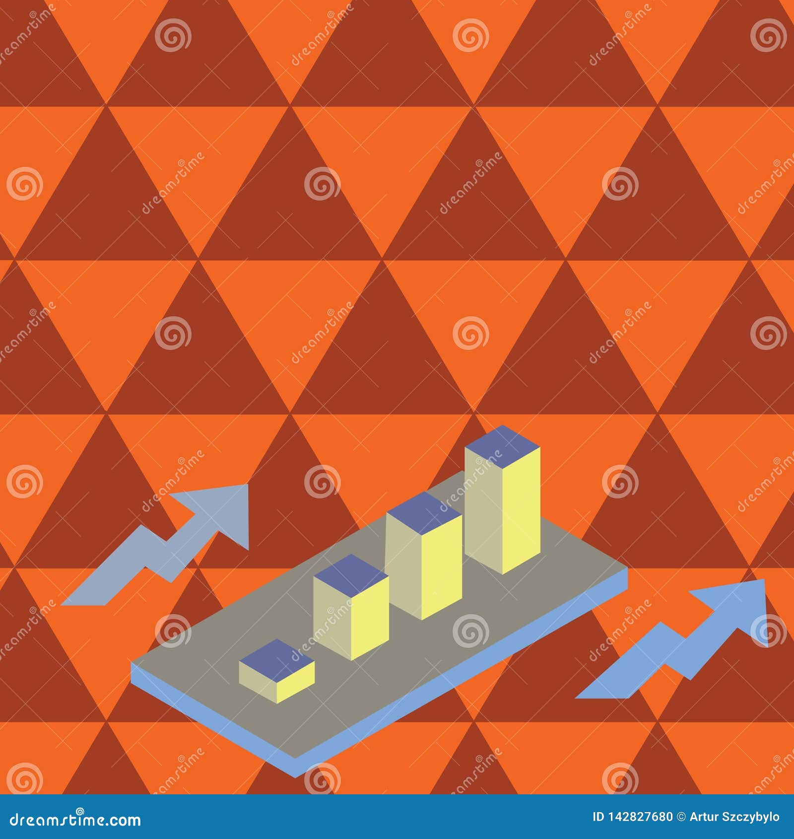 Colorful Growing Clustered 3D Bar Chart Graph Diagram Perspective. Two ...