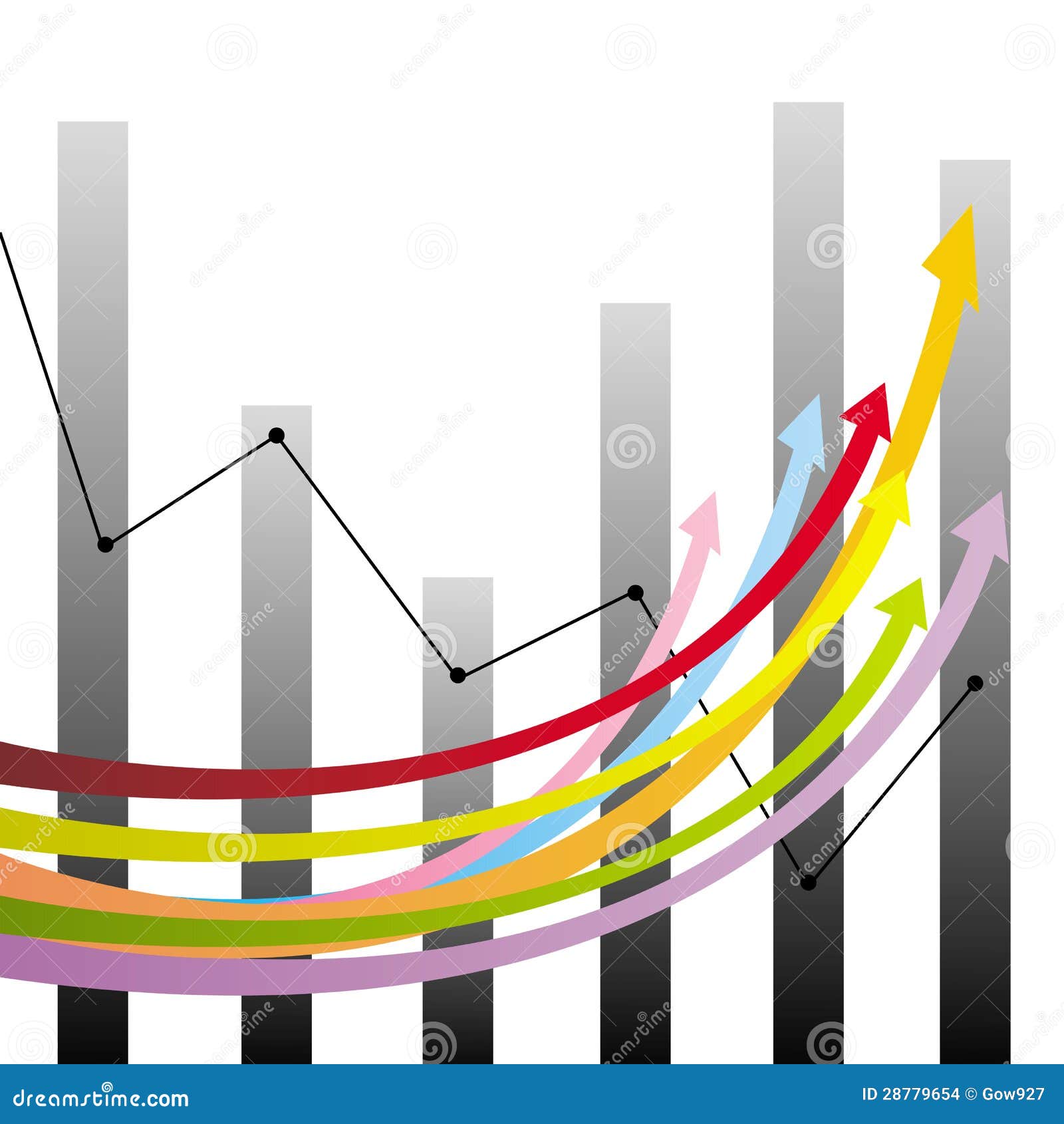 Colorful Growth Arrows and Graphs Stock Vector - Illustration of ...