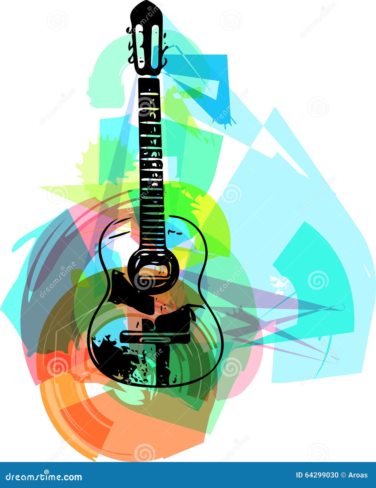 Colorful Guitar Illustration Stock Vector - Illustration of hobby ...