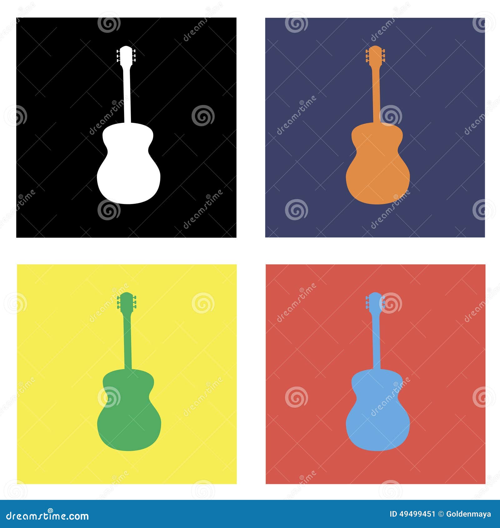 Colorful guitar set vector stock vector. Illustration of acoustic ...