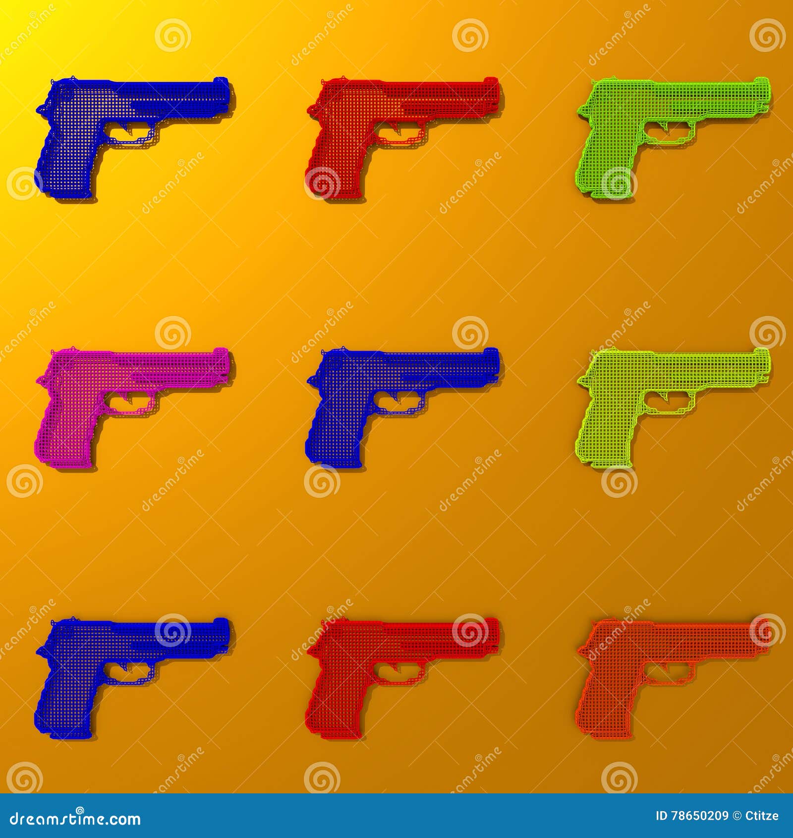 Colorful Gun Framework Low-poly Illustration Stock Illustration ...