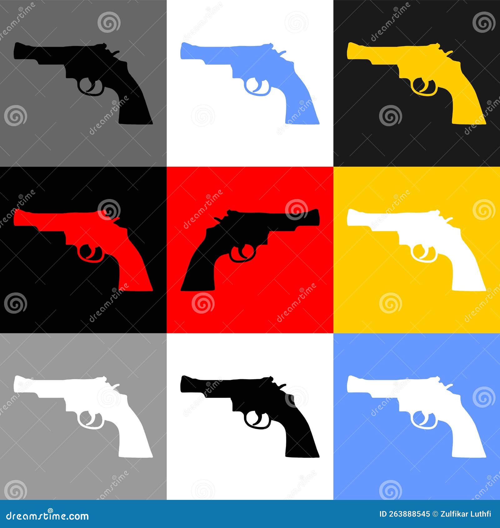 Colorful Gun Pattern in a Box Stock Vector - Illustration of brand ...