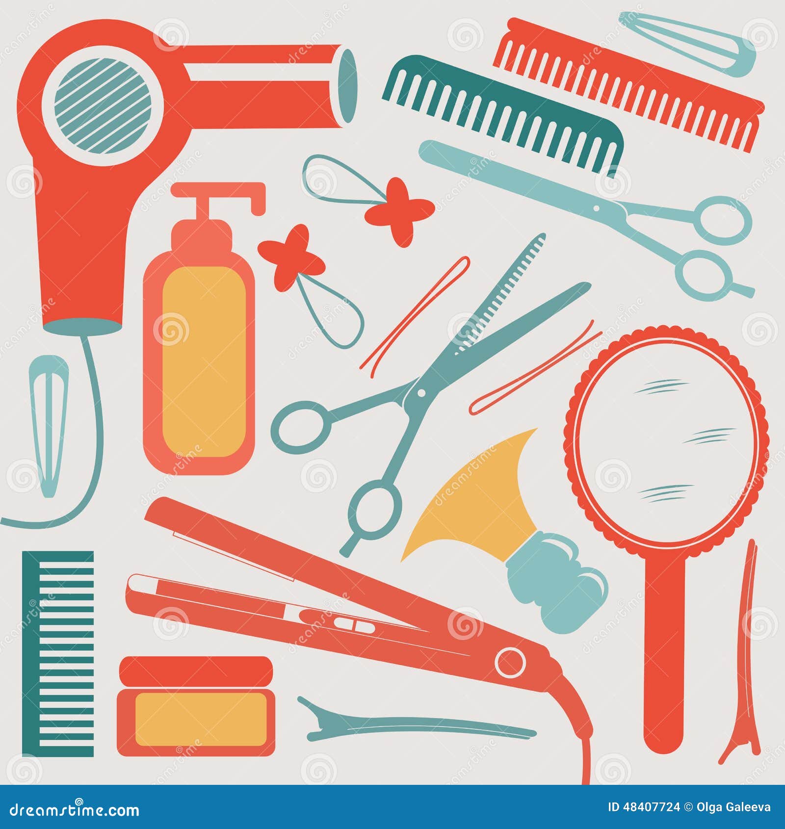 A Colorful Hairdressing Equipment Collection Stock Vector ...