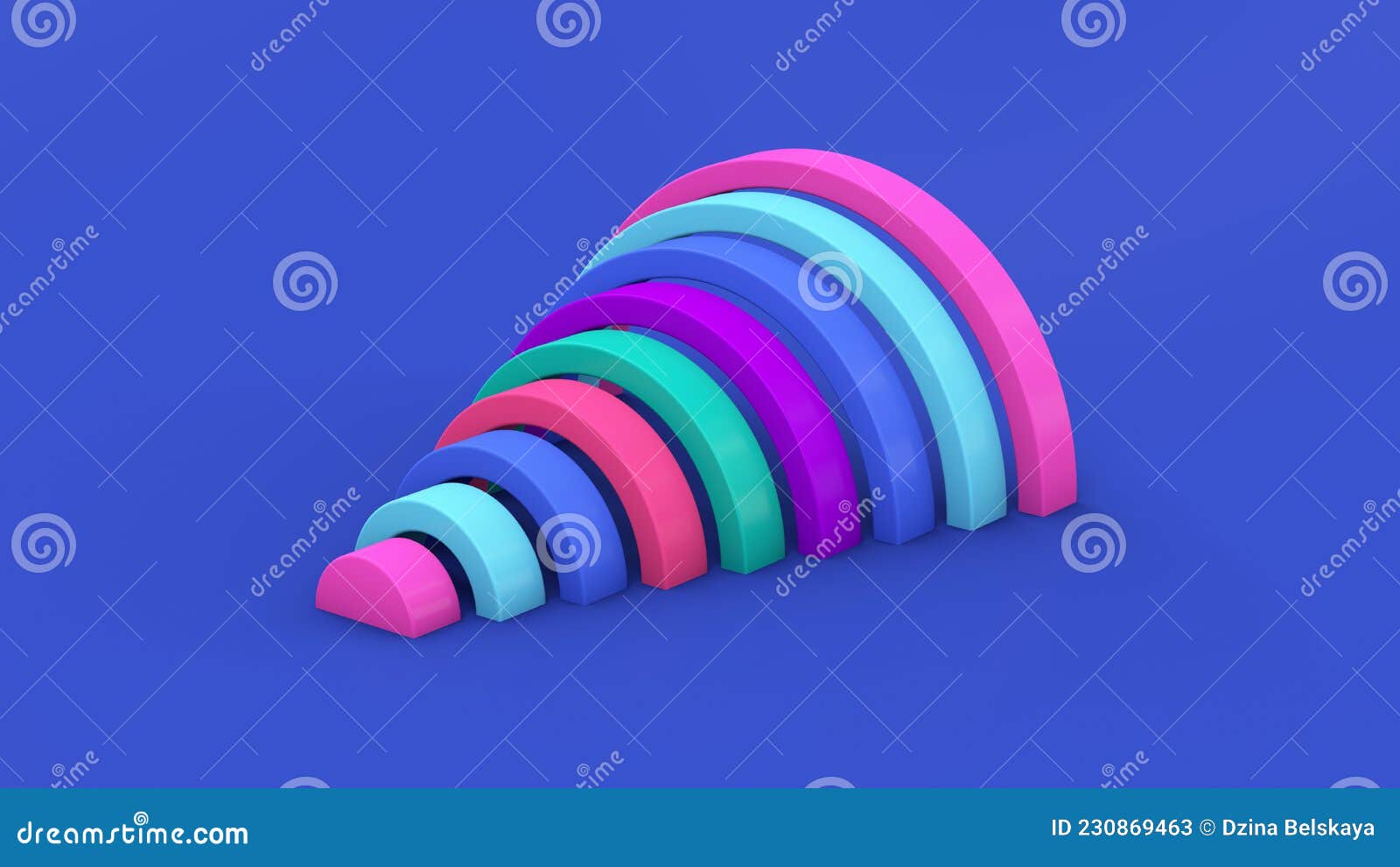 Colorful Half Circle Shapes. Blue Background Stock Illustration ...
