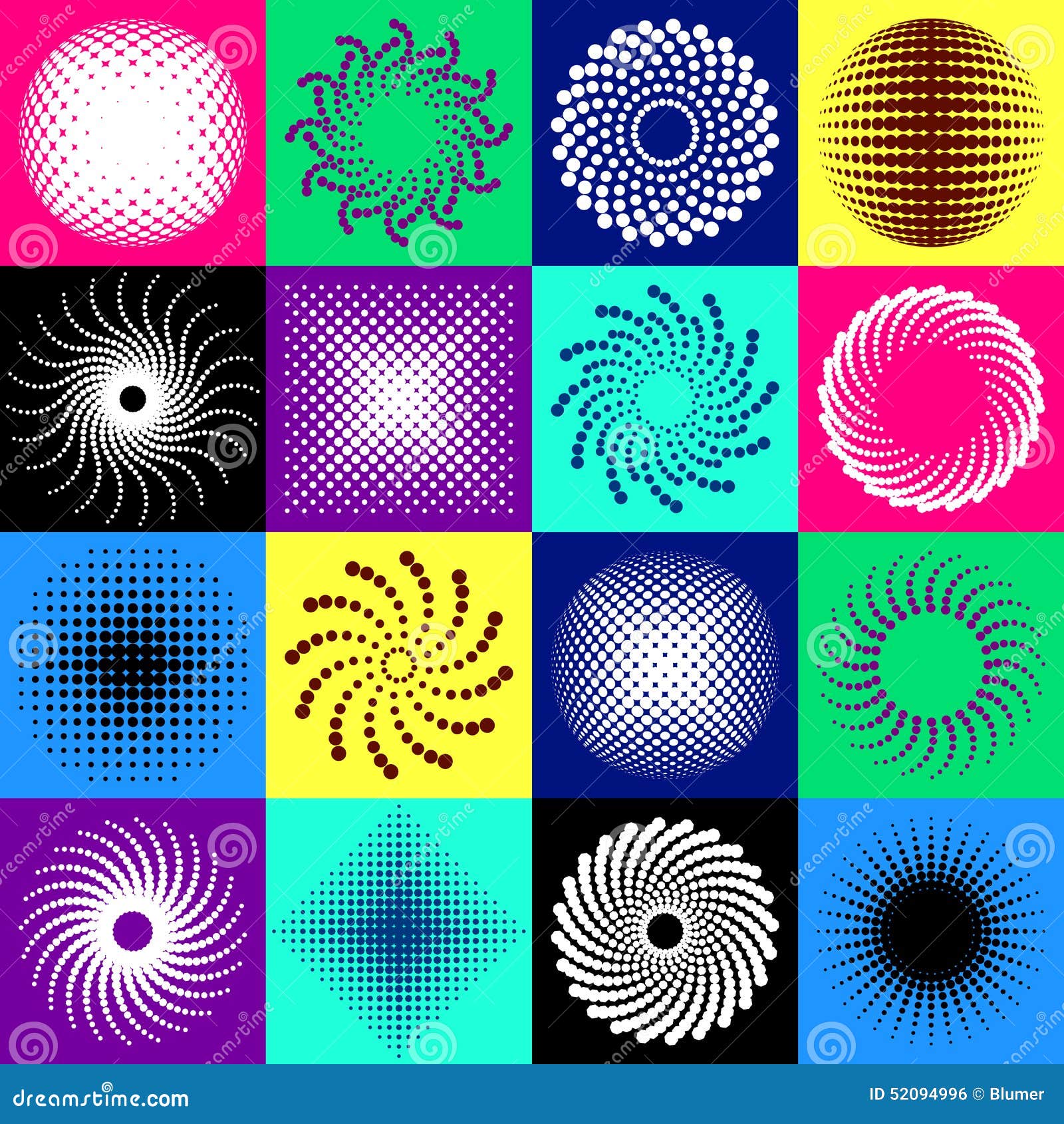 Colorful Halftone Design Elements Stock Vector - Illustration of dotted ...
