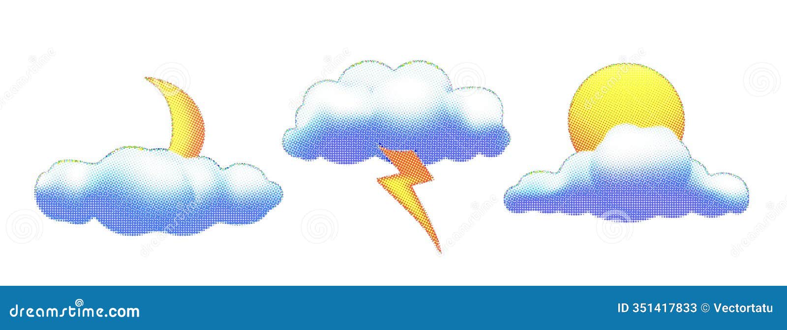 Colorful Halftone Dot Clouds Stock Illustration - Illustration of ...